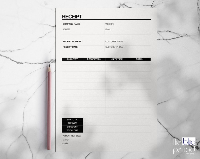 Editable Receipt Form - Etsy