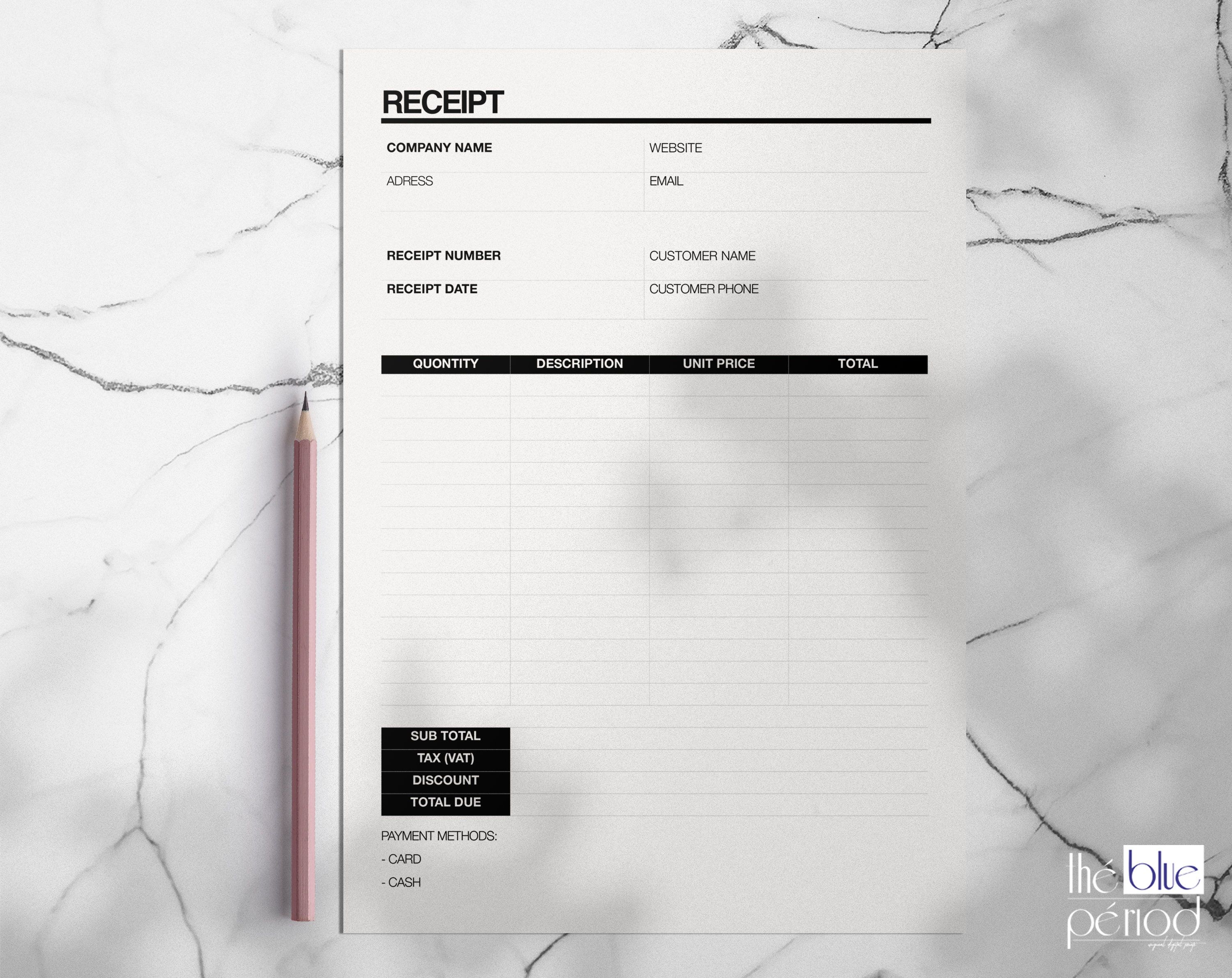 Editable Receipt Form - Etsy