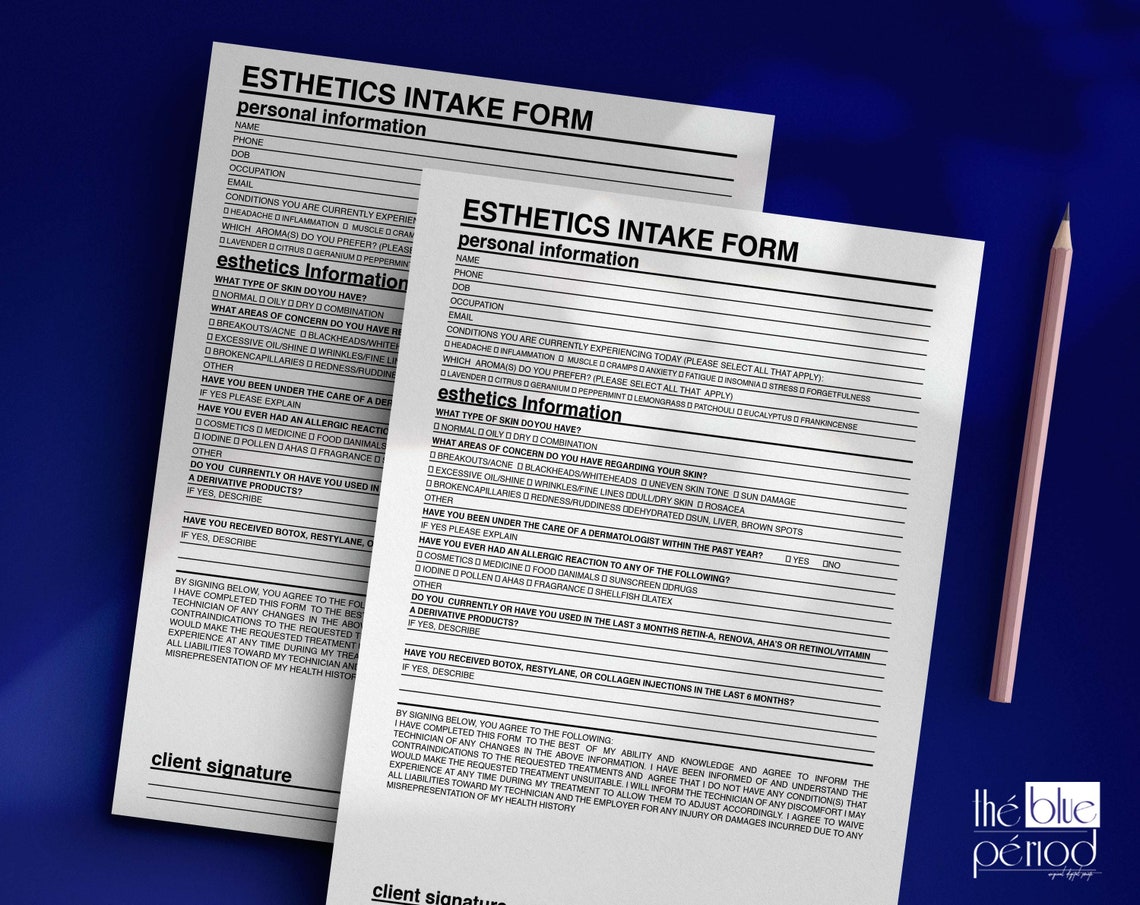 Printable Esthetics Intake Form - Etsy