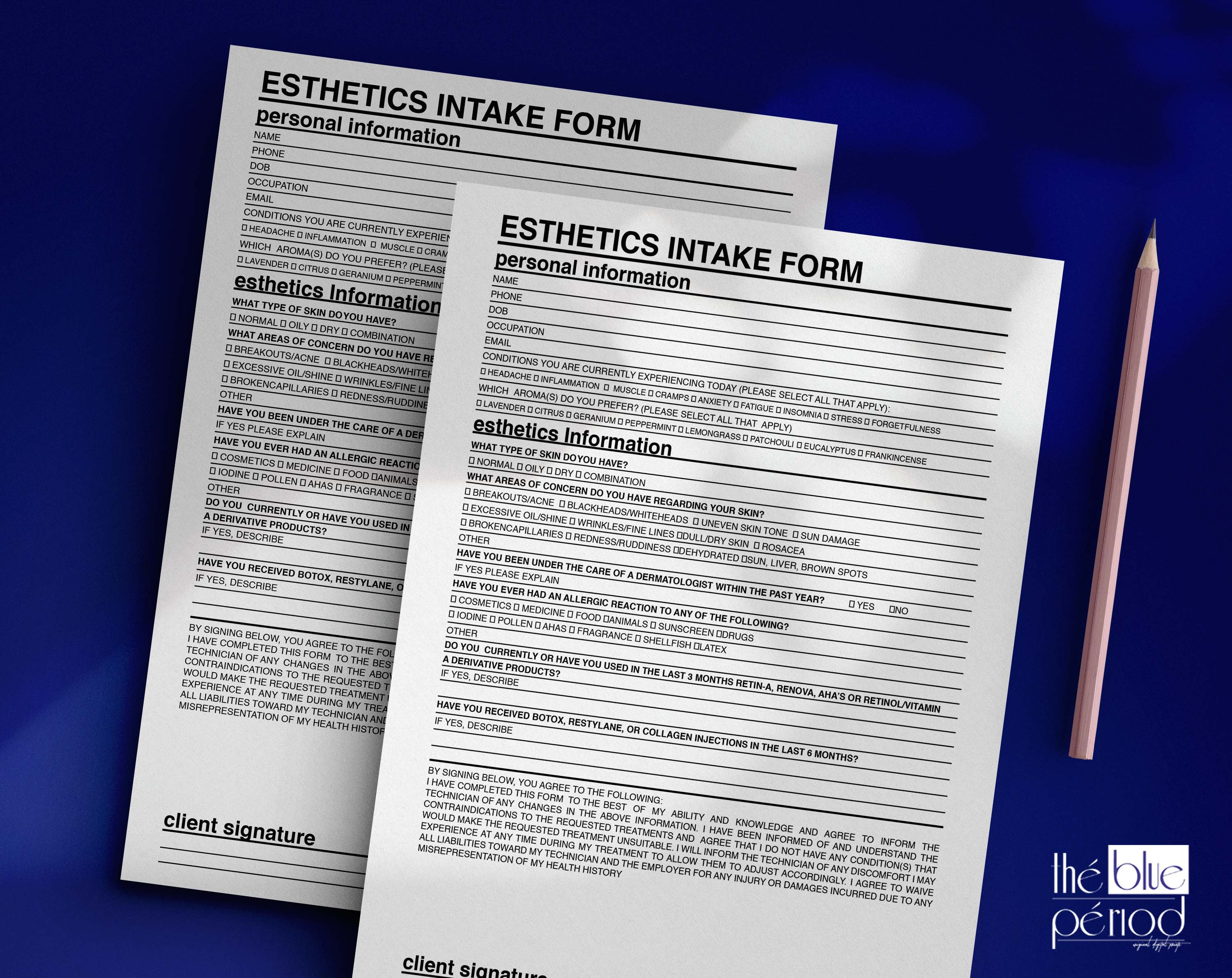 Printable Esthetics Intake Form - Etsy