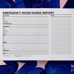 Emergency Room Nurse Report Sheet PDF - Etsy