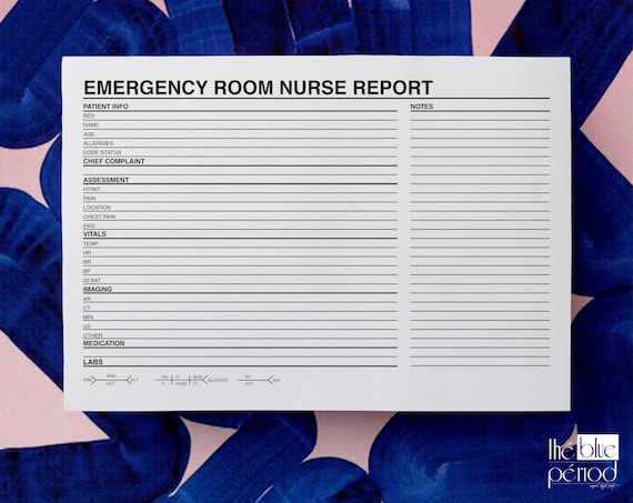 Emergency Room Nurse Report Sheet PDF - Etsy