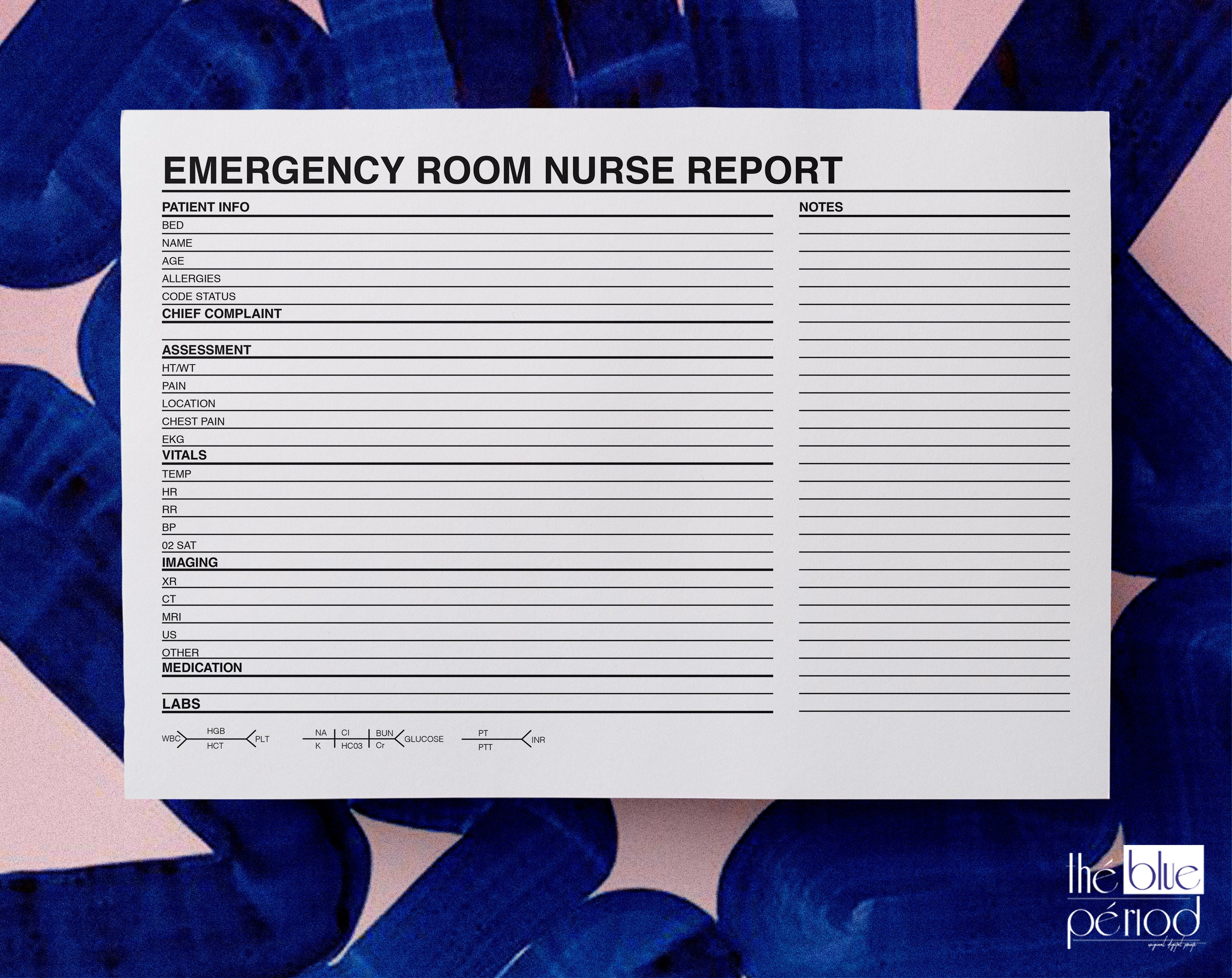 Emergency Room Nurse Report Sheet PDF - Etsy