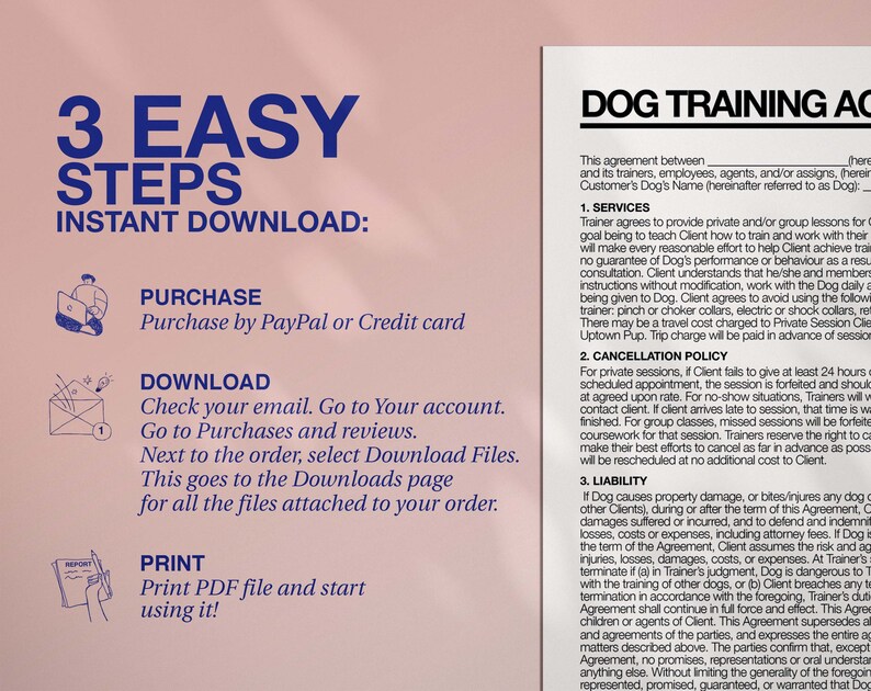 Editable Dog Training Agreement - Etsy