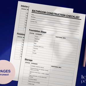 Editable Bathroom Construction Checklist - Etsy