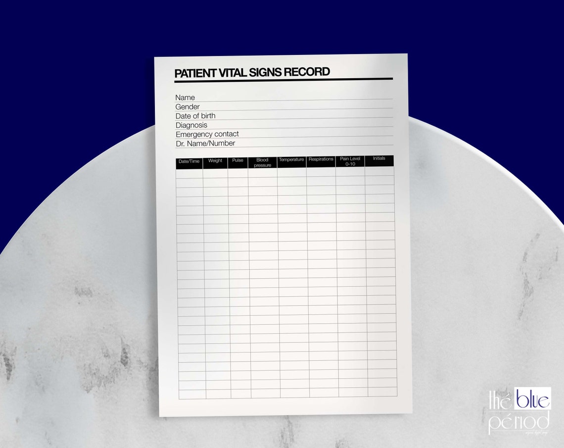 Editable Vital Signs Record Form - Etsy