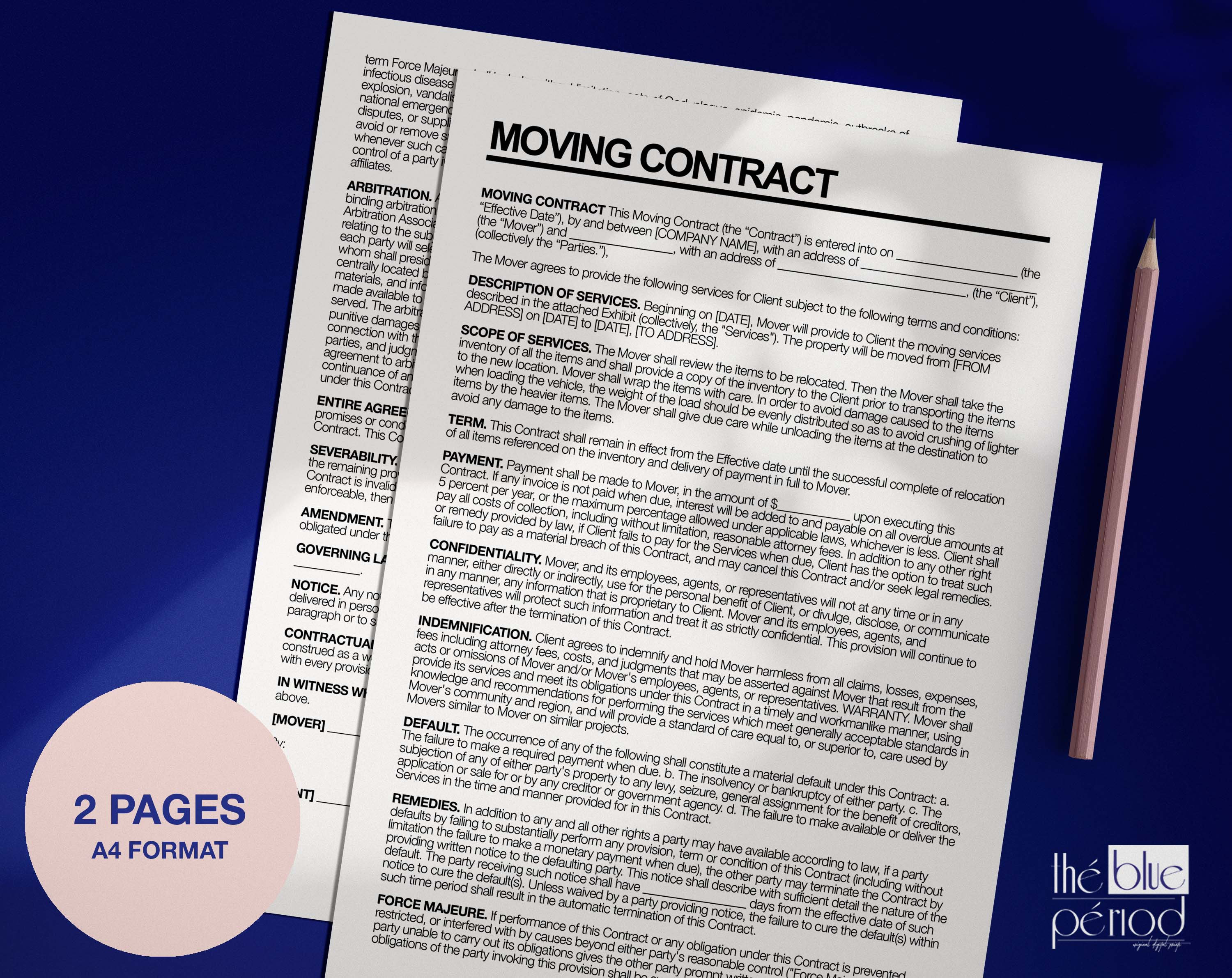 Editable Moving Contract - Etsy