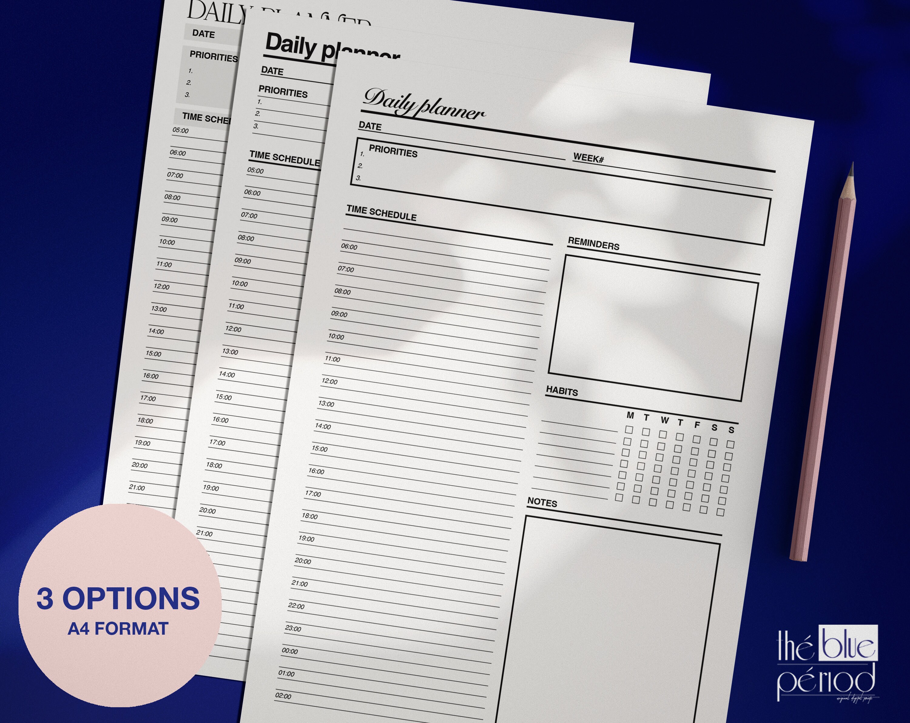 Printable Daily Planner, 3 Options PDF - Etsy