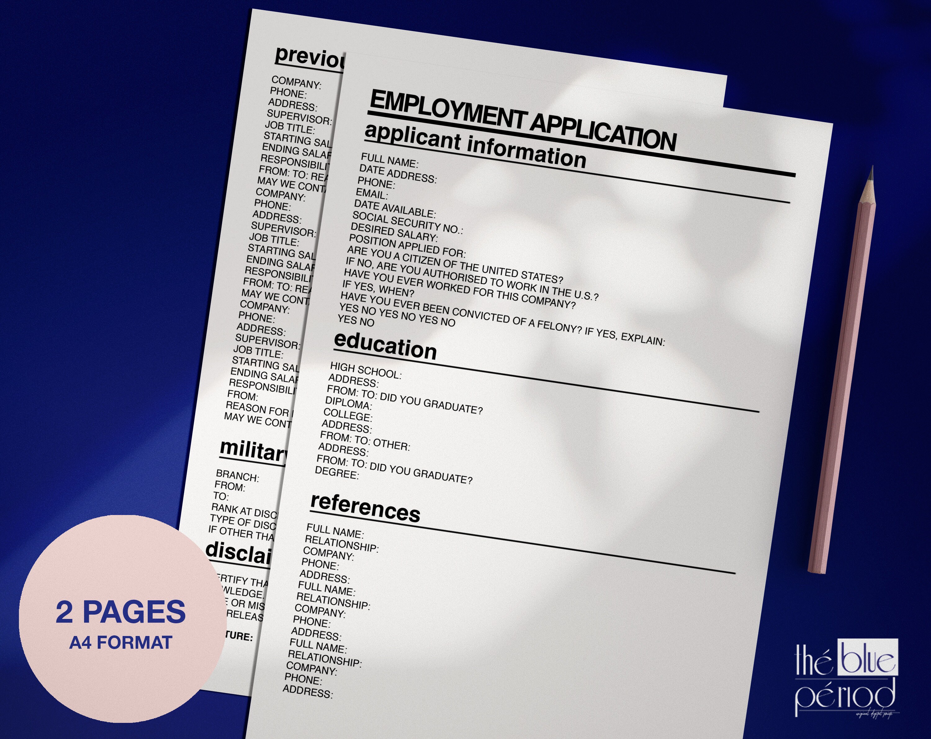Editable Employment Application - Etsy