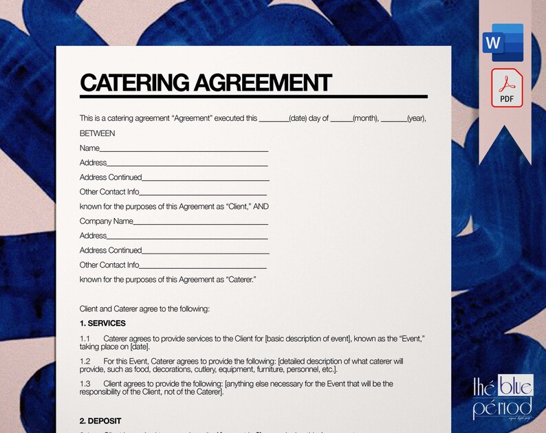 Editable Catering Agreement - Etsy