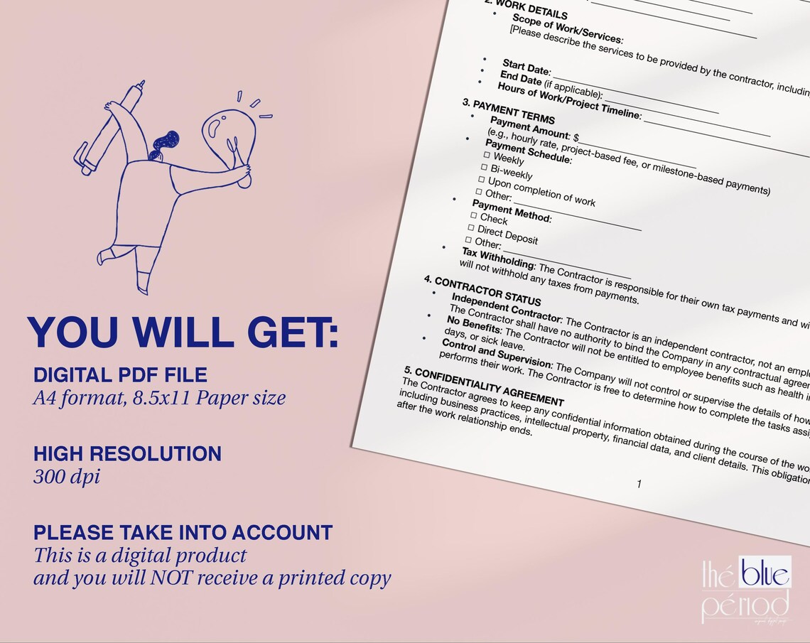 Independent Contractor Hiring Form - Etsy
