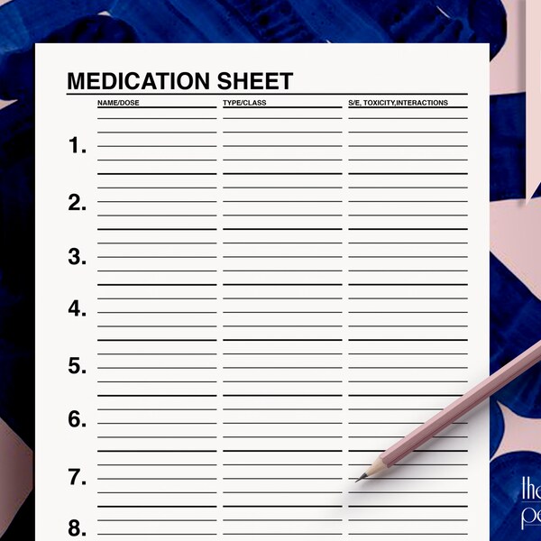Medication Sheet - Etsy