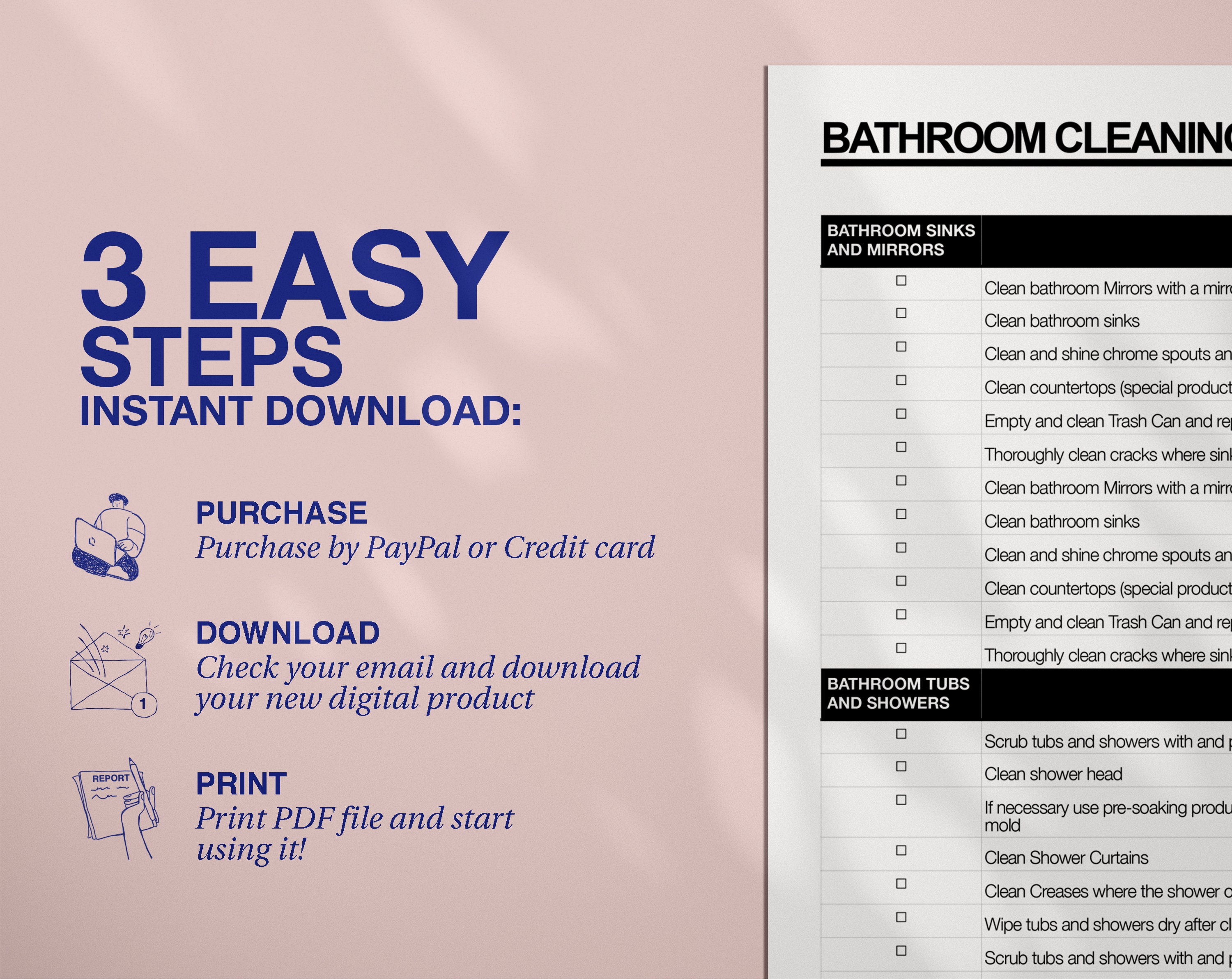 Editable Bathroom Cleaning Checklist - Etsy