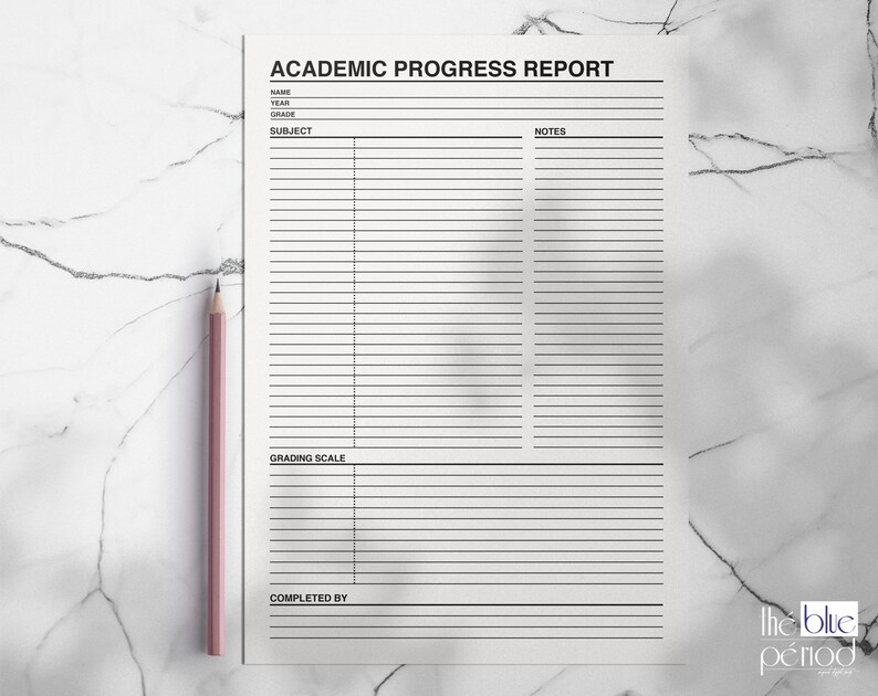 Printable Academic Progress Report - Etsy