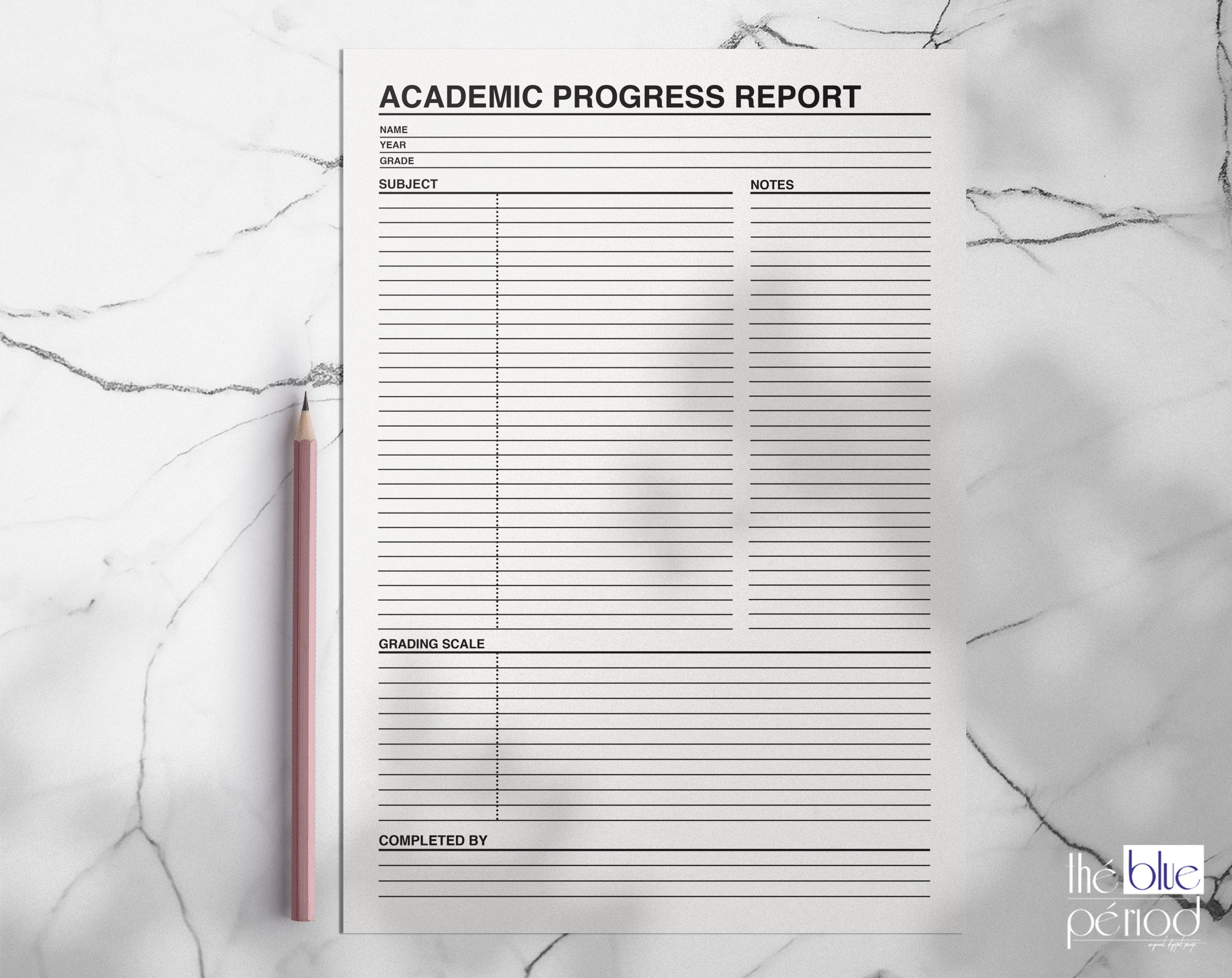 Printable Academic Progress Report - Etsy