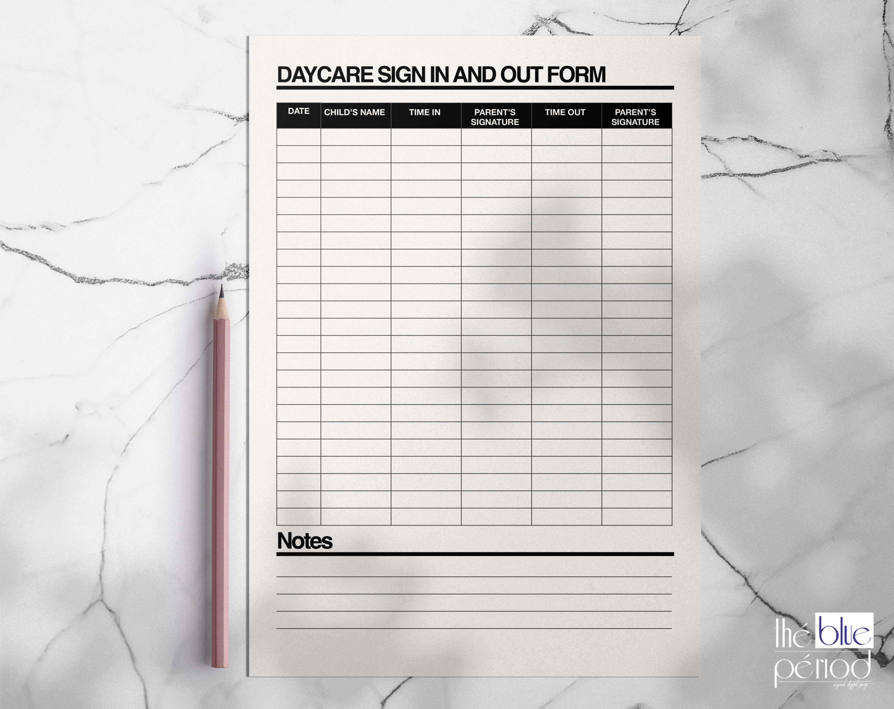 Editable Daycare Sign in and Out Form - Etsy