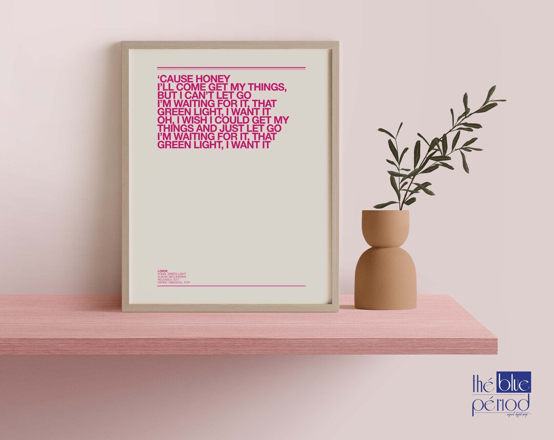 Lorde Poster, Green Light Lyrics - Etsy