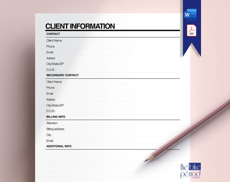 Editable Client Information Form - Etsy