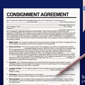 Editable Consignment Agreement - Etsy