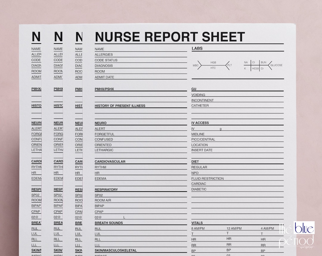 4 or 8 Nursing Sheet Multiple Patient - Etsy