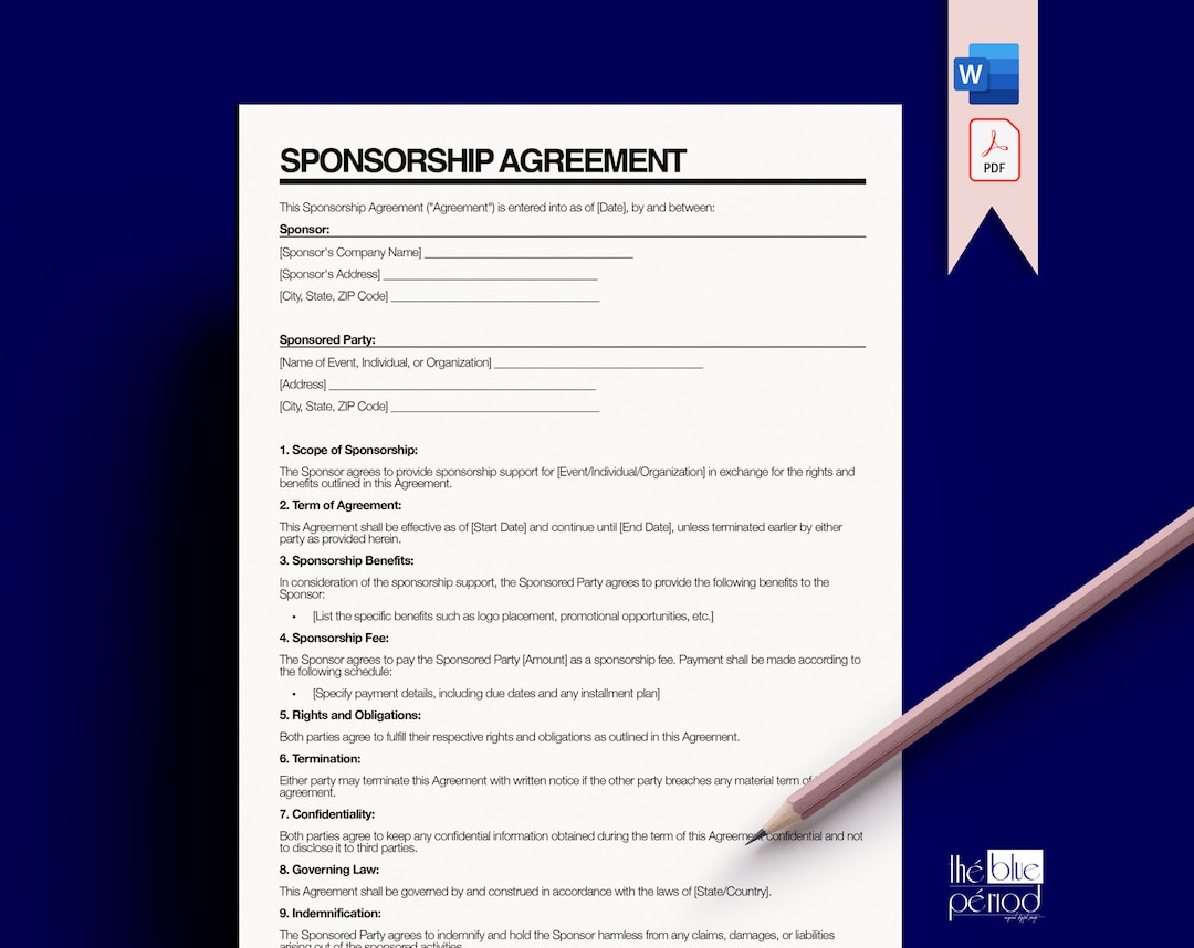 Editable Sponsorship Agreement - Etsy