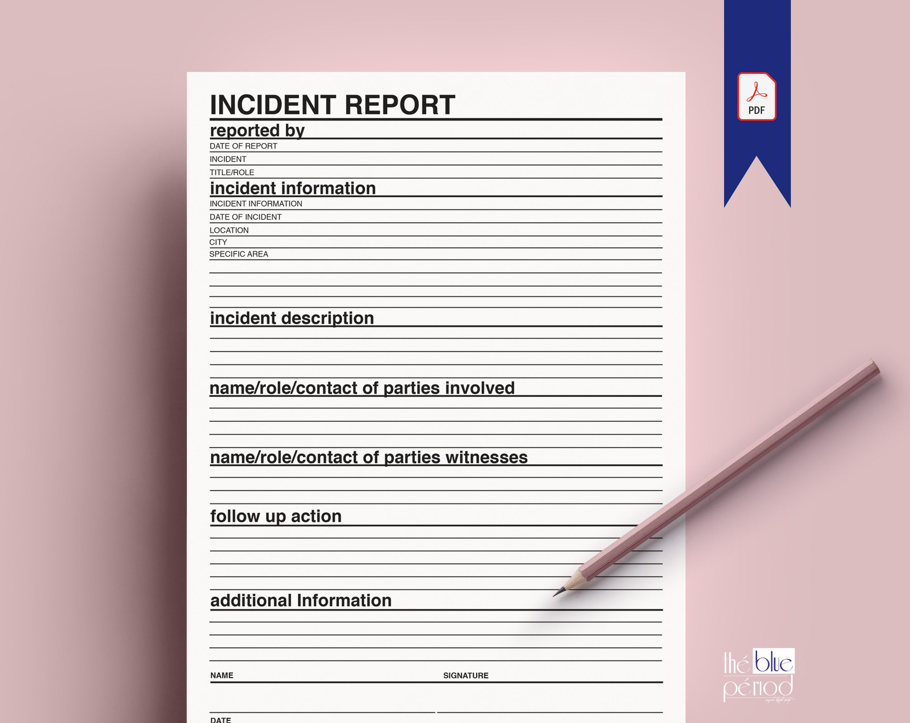 Printable Incident Report Card - Etsy