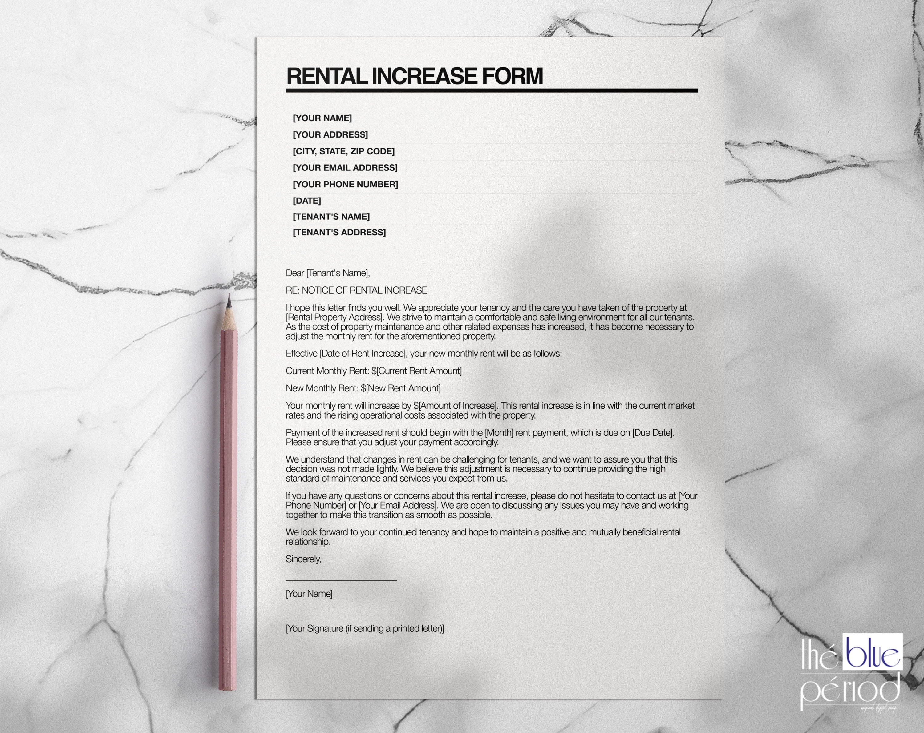 Editable Rental Increase Template - Etsy