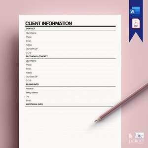 Editable Client Information Form - Etsy