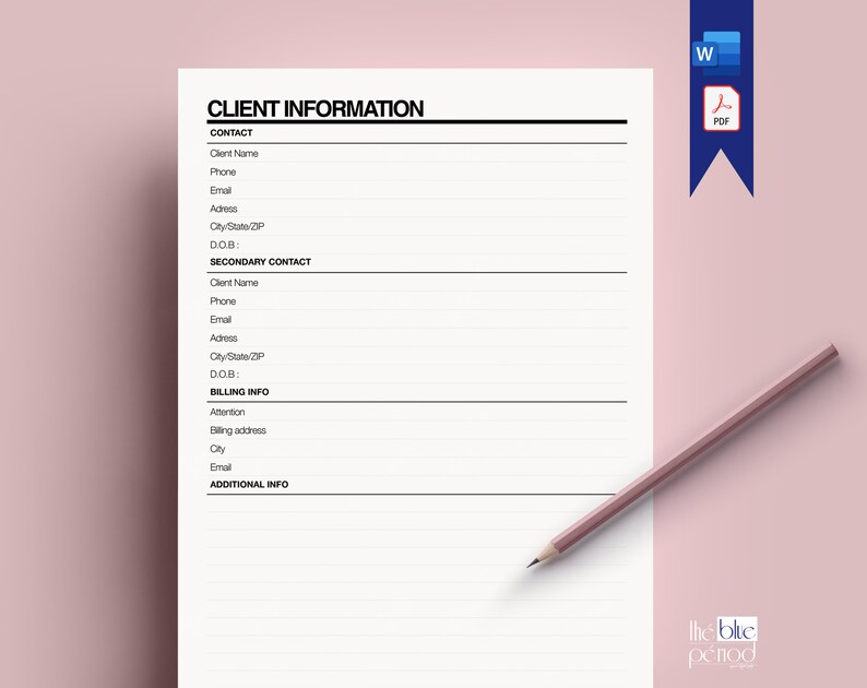 Editable Client Information Form - Etsy
