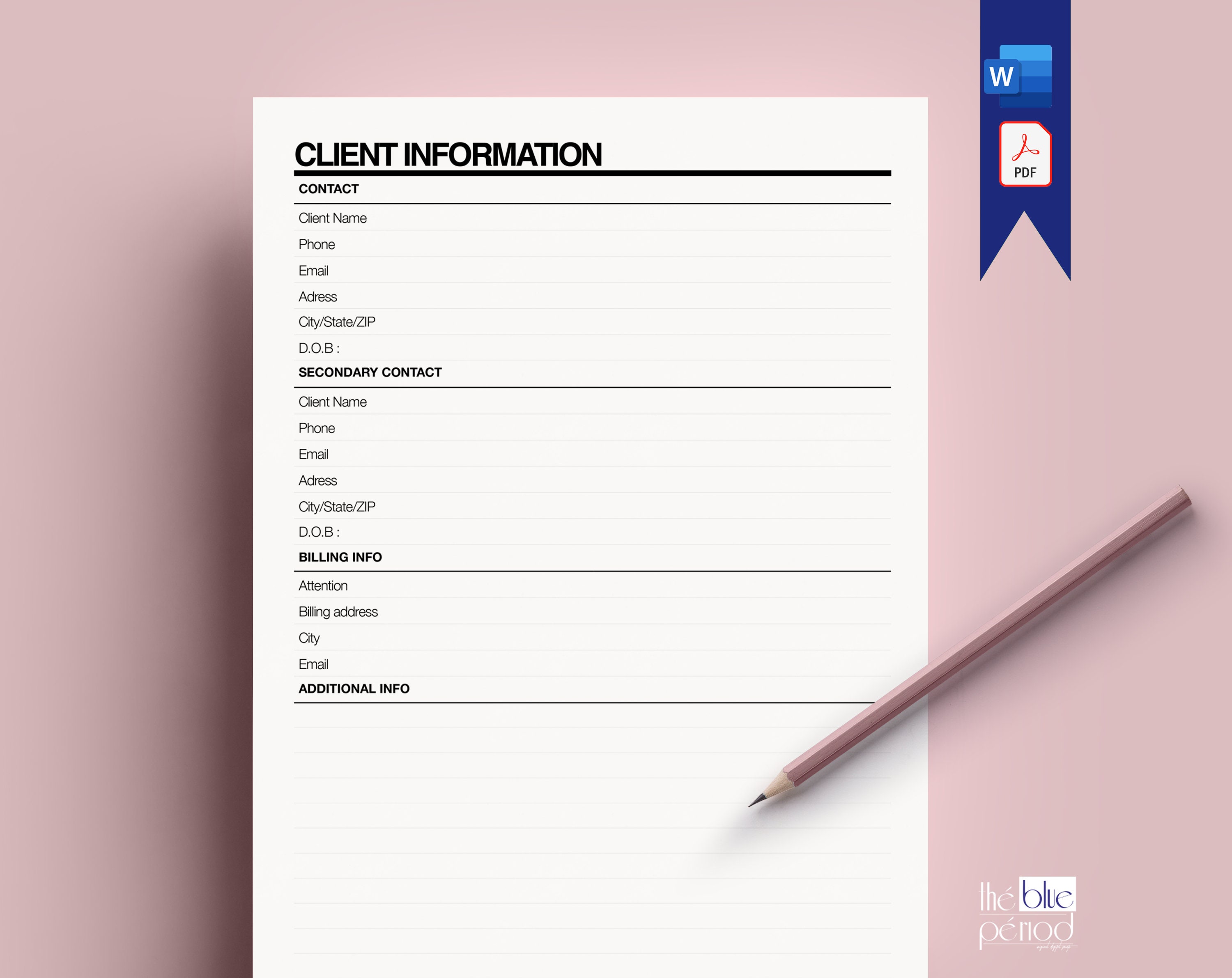 Editable Client Information Form - Etsy