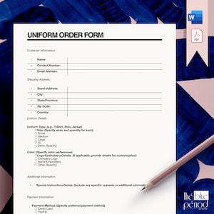 Editable Uniform Order Form - Etsy