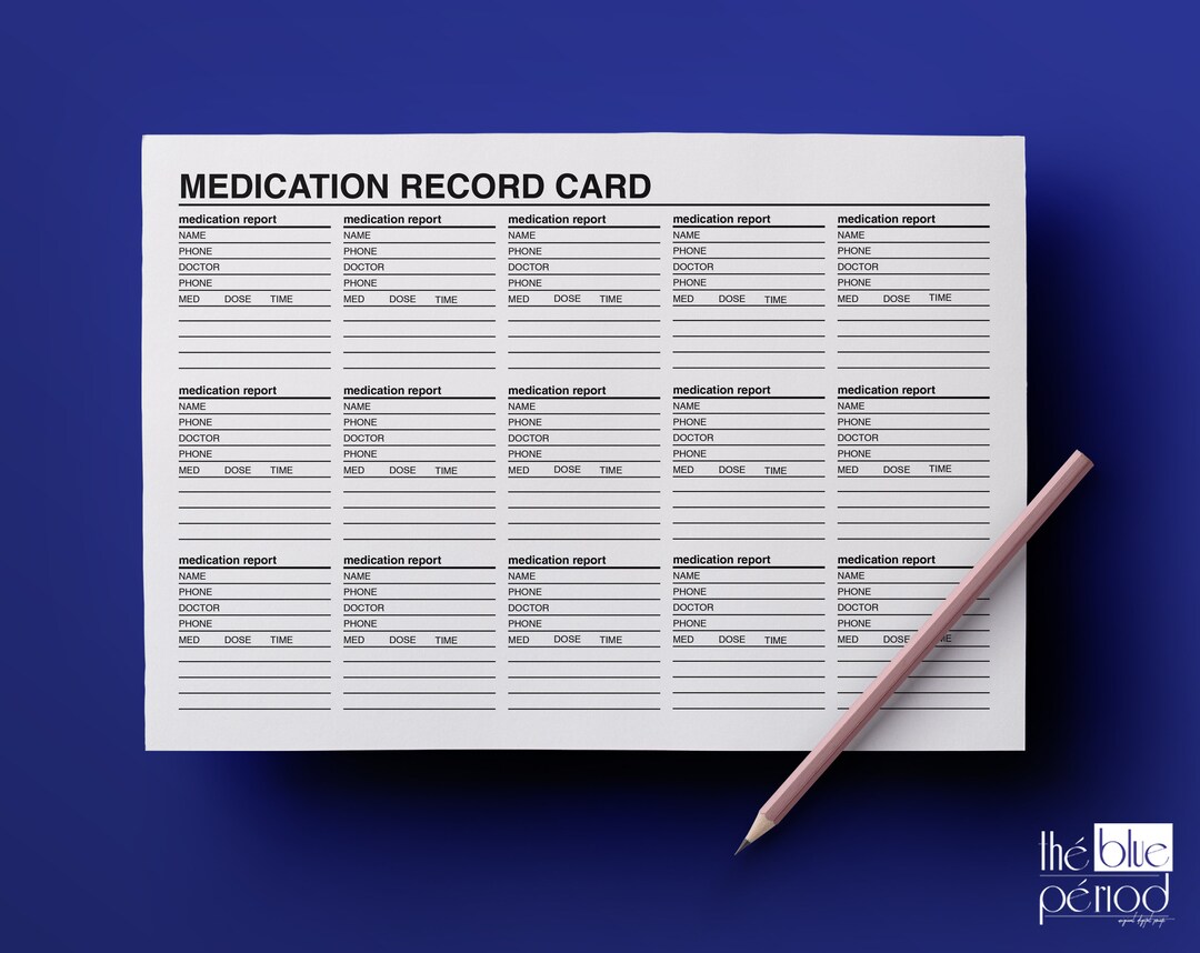 Medications Record Card Sheet - Etsy Canada