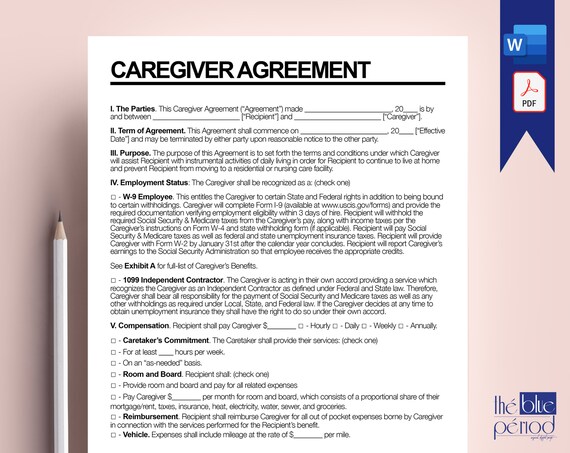 Caregiver Agreement Template