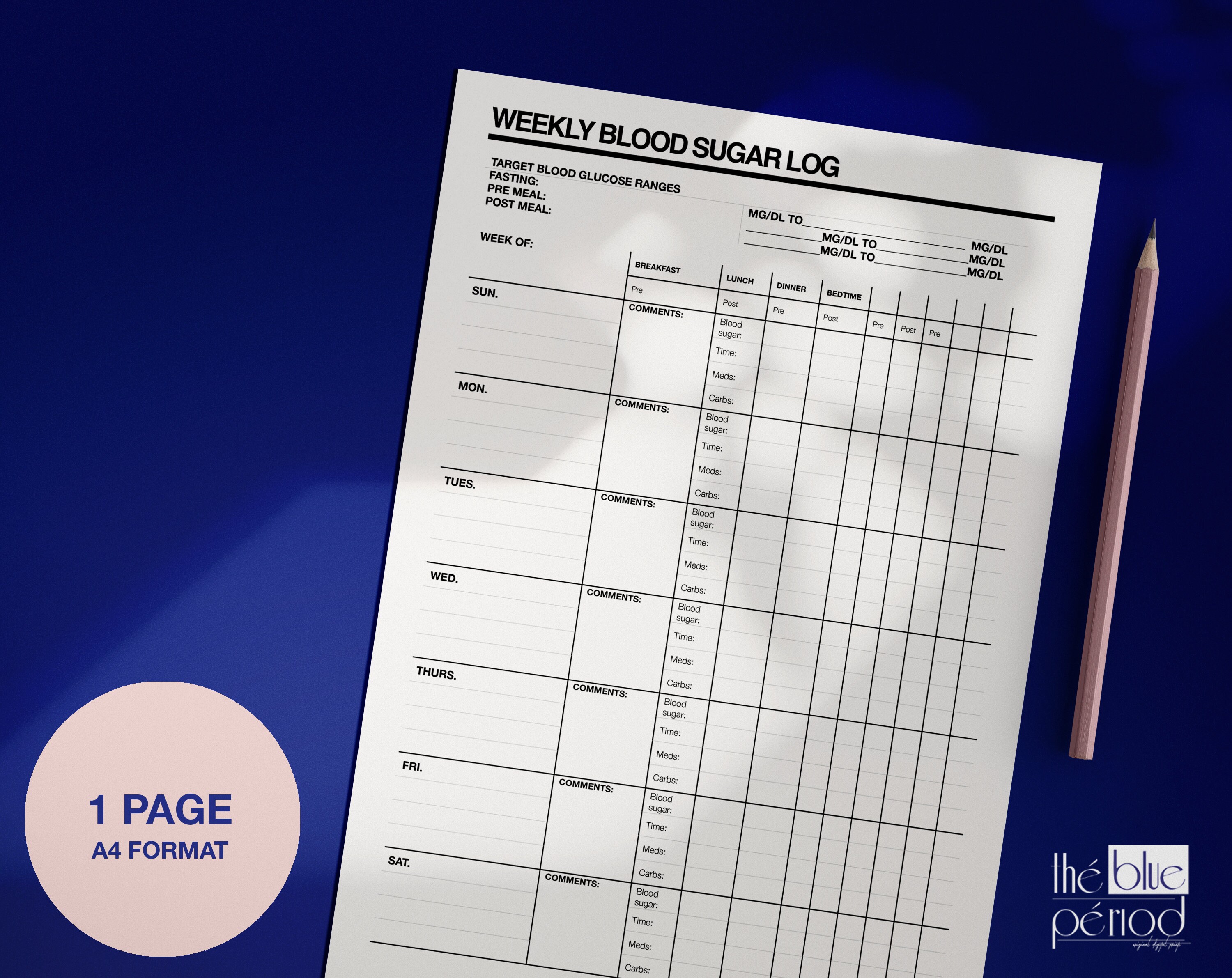 Editable Weekly Blood Sugar Log PDF - Etsy