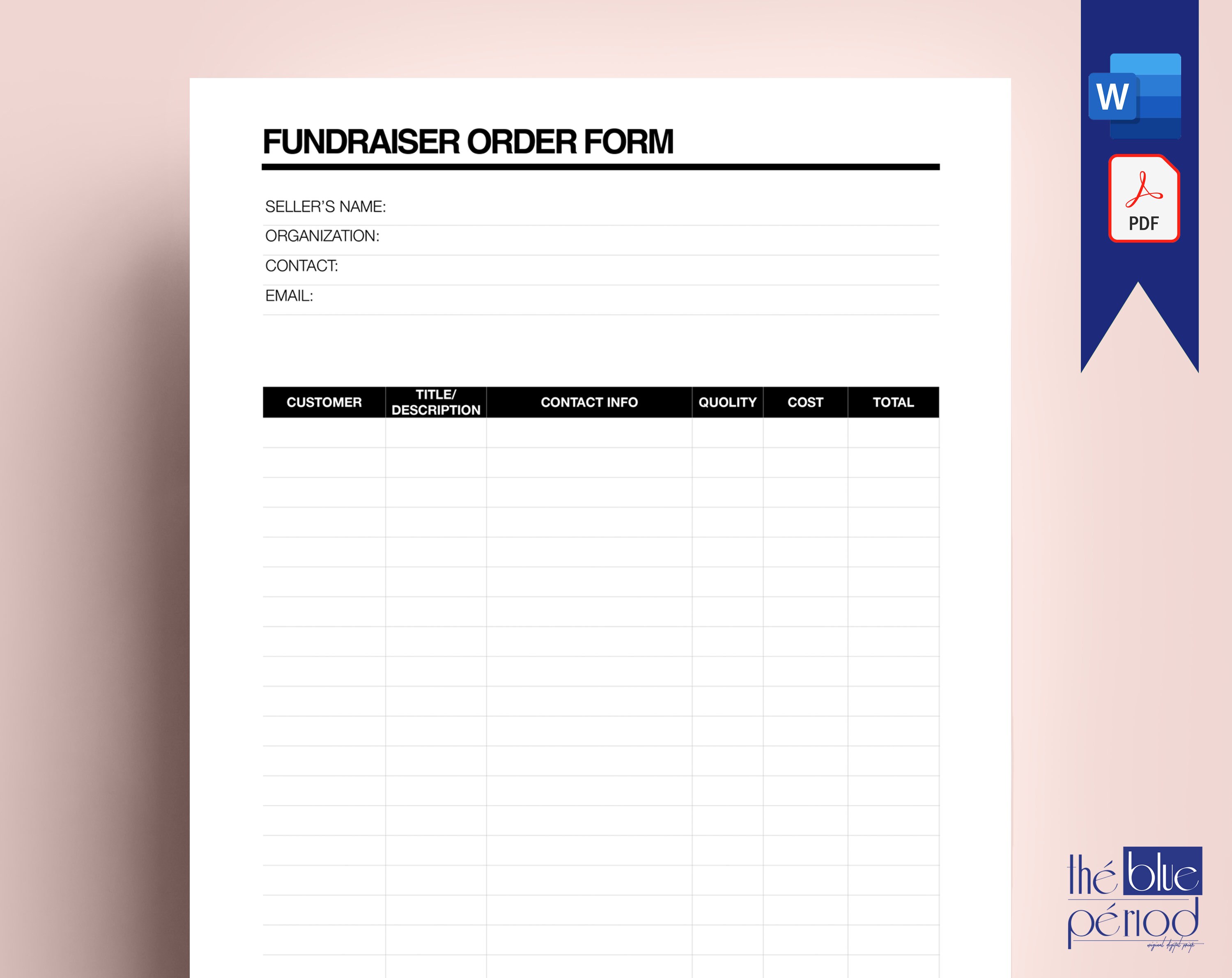 Editable Fundraiser Order Form - Etsy