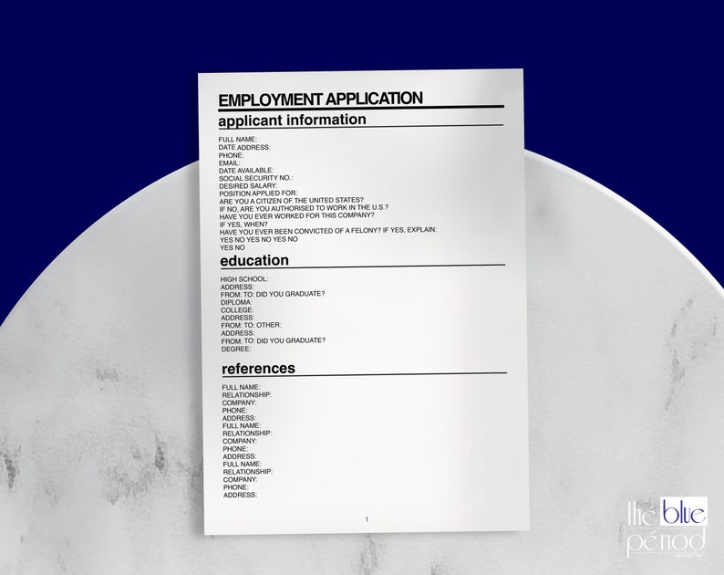 Editable Employment Application - Etsy
