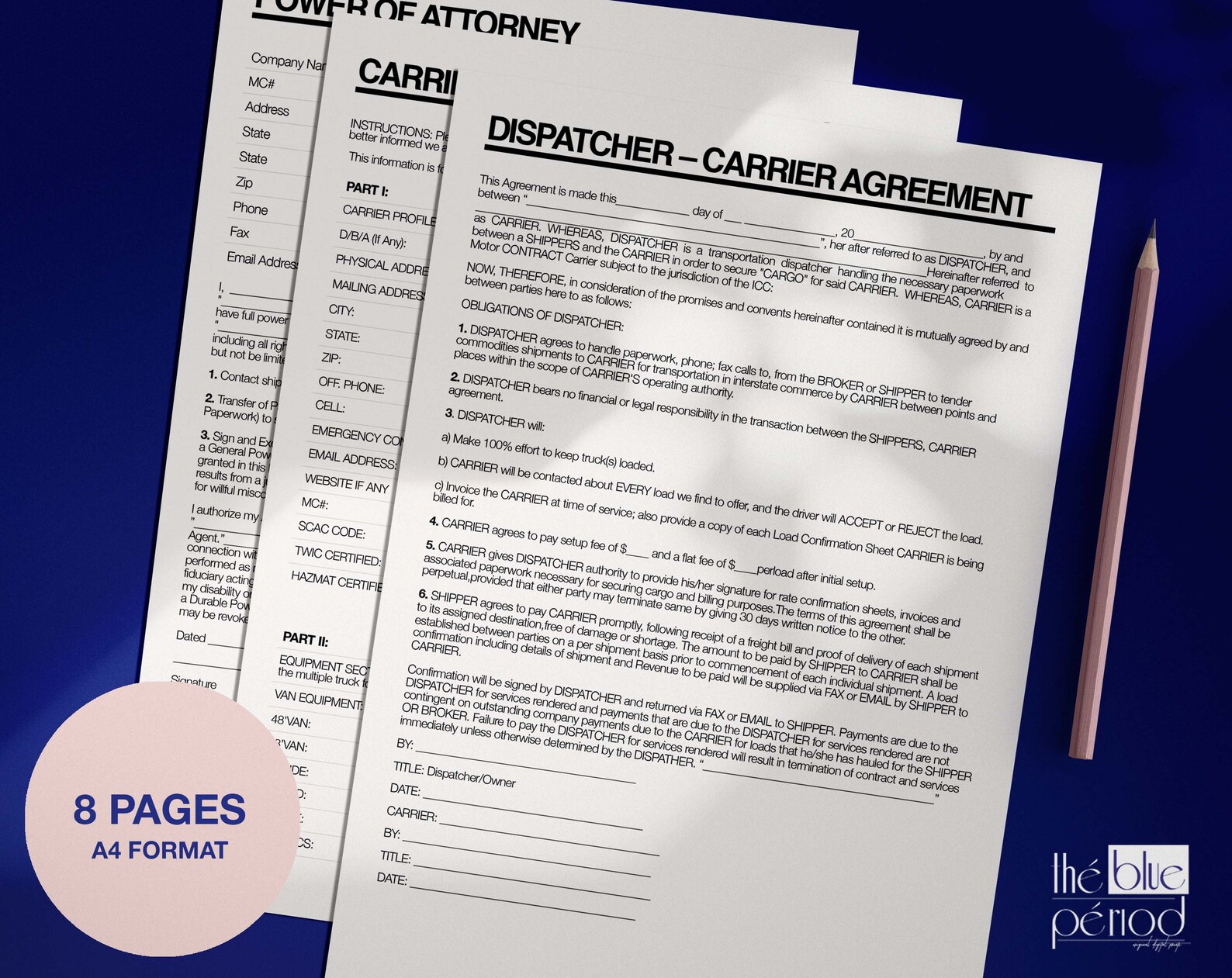 Editable Freight Dispatch Carrier Agreement Google Doc - Etsy