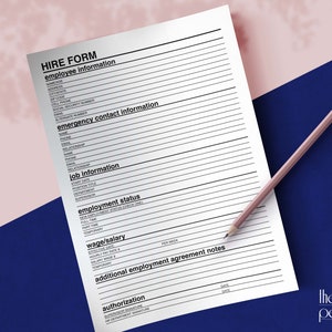 Printable HR Hire Form PDF - Etsy