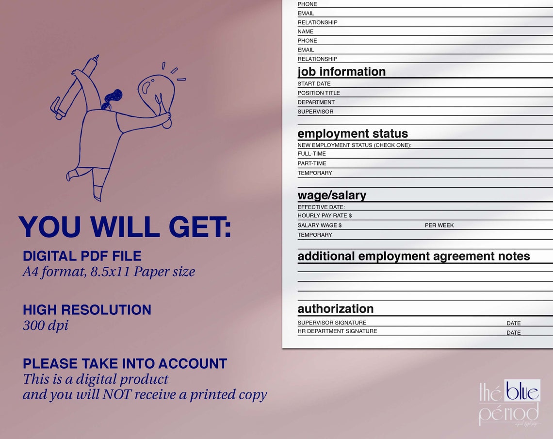 Printable HR Hire Form PDF - Etsy