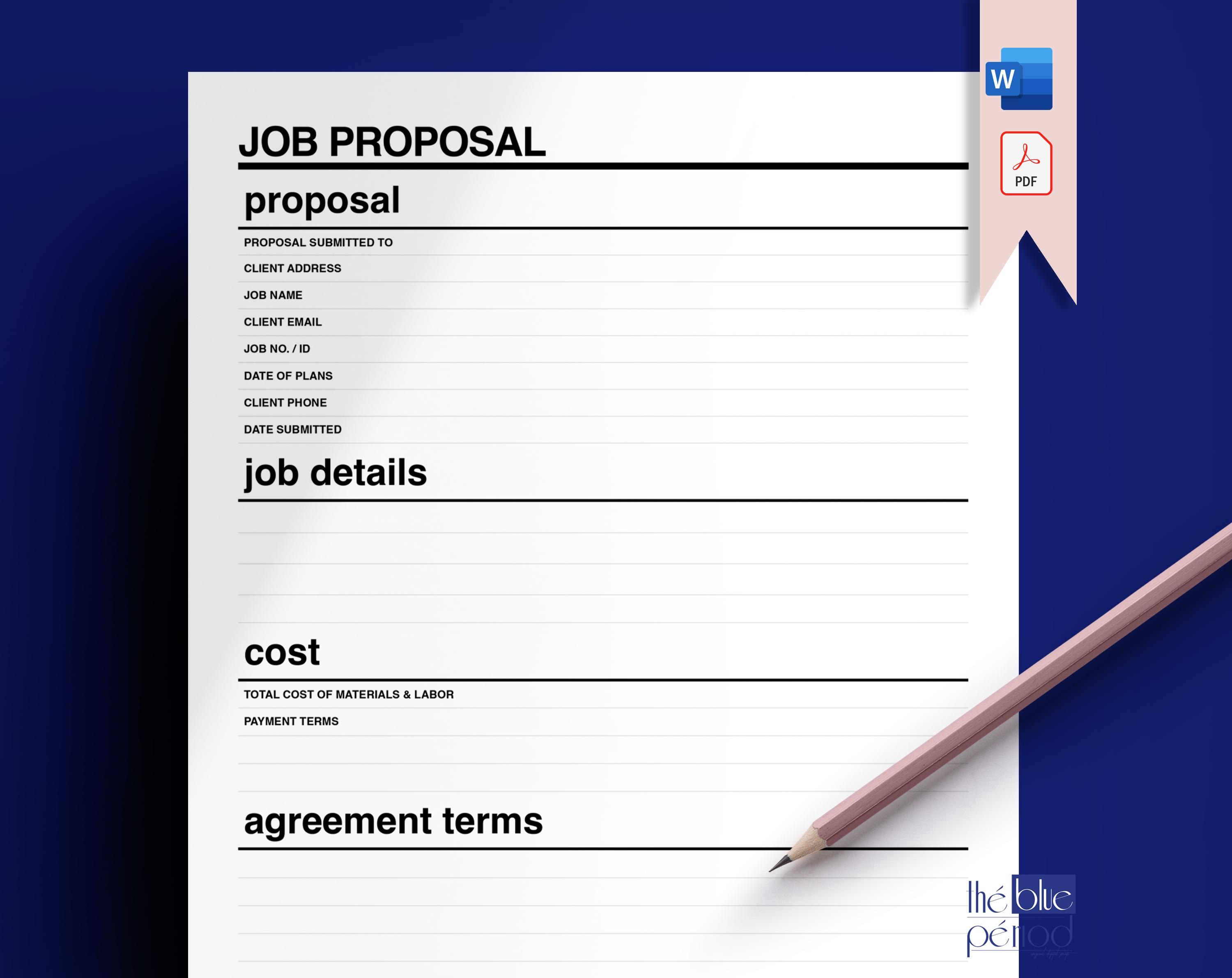 Editable Job Proposal Form - Etsy