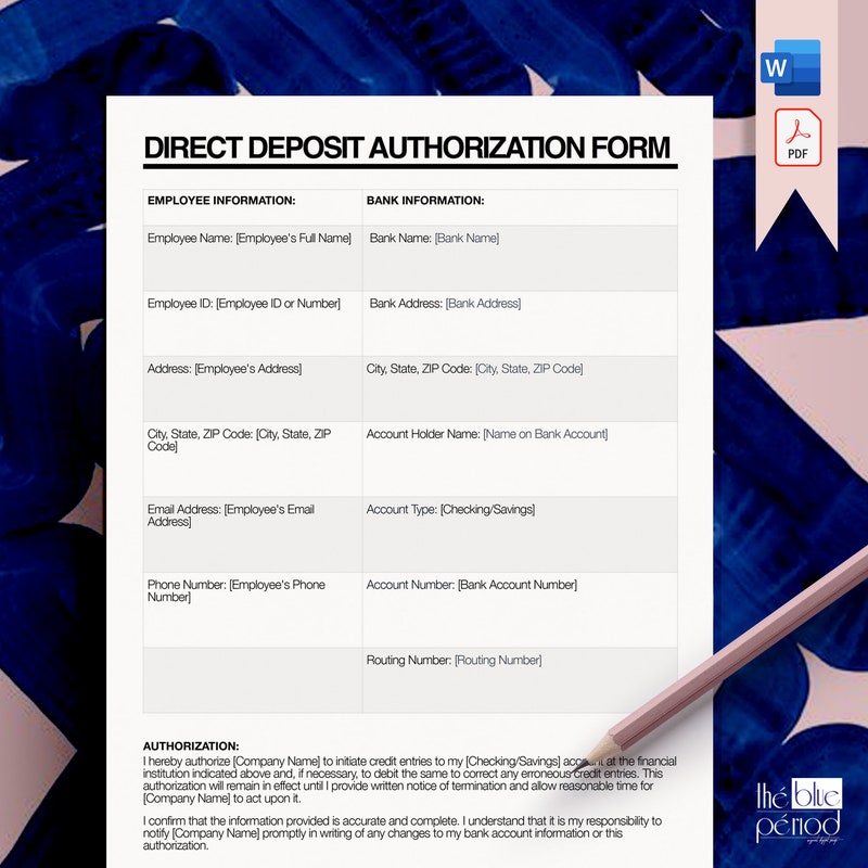 Direct Deposit Form - Etsy