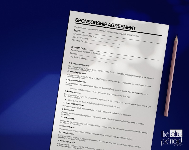 Editable Sponsorship Agreement - Etsy
