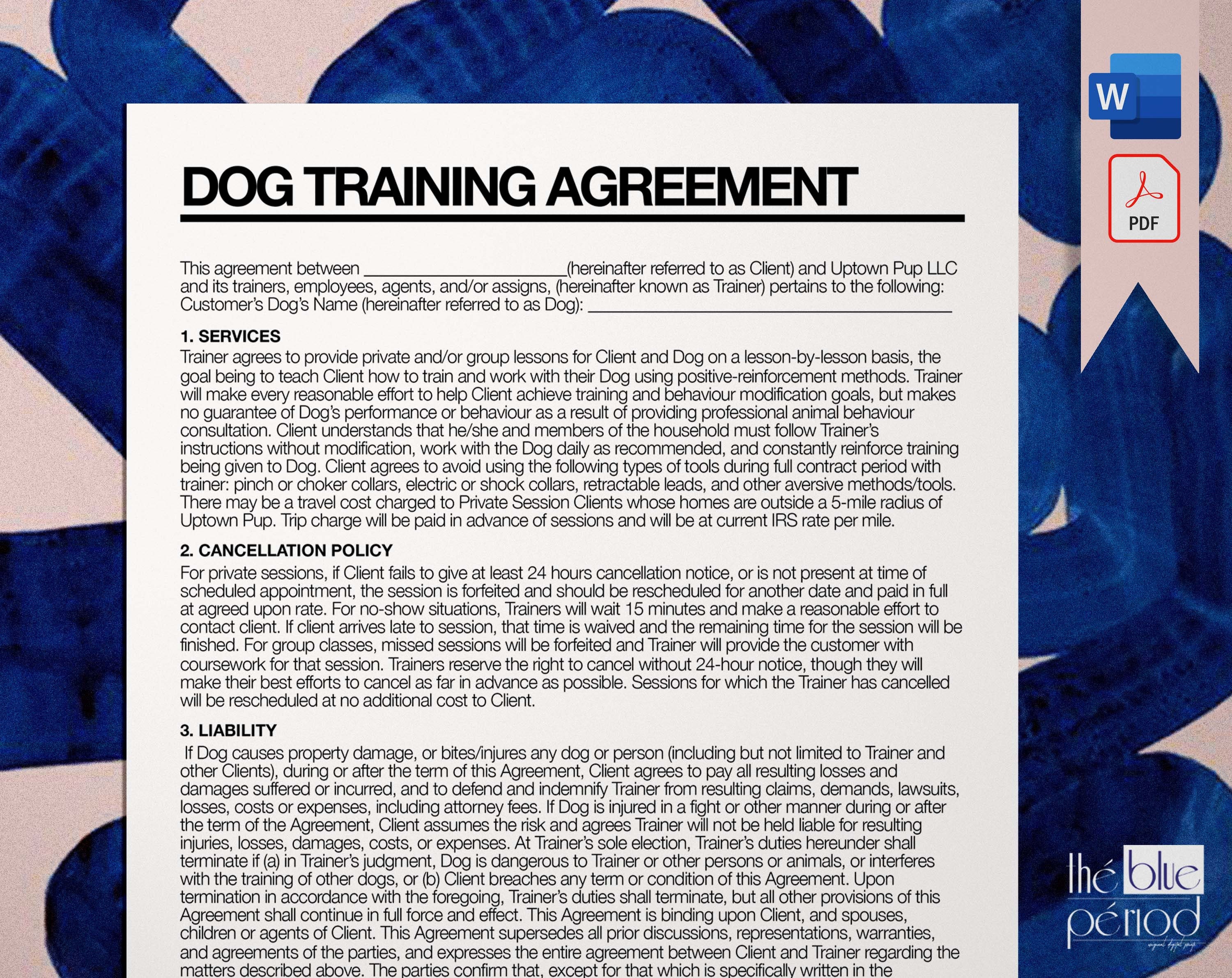 Editable Dog Training Agreement - Etsy