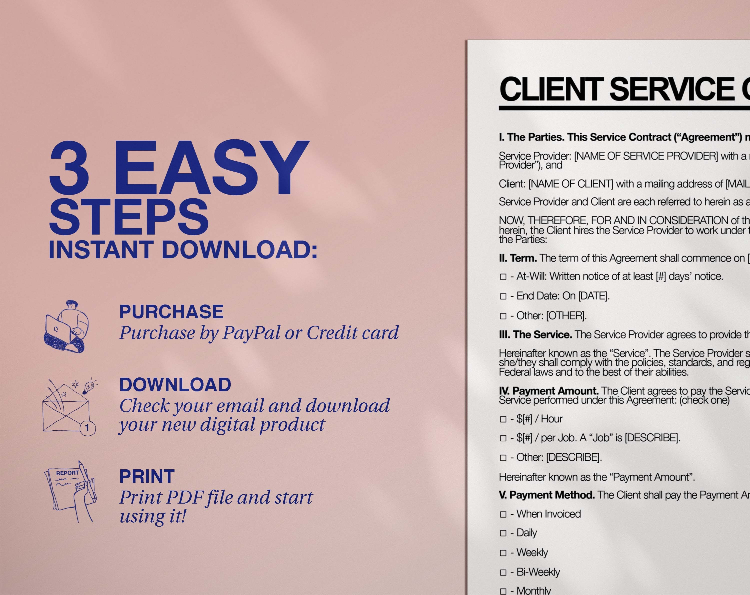 Editable Client Service Agreement - Etsy