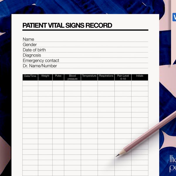 Vital Signs Template - Etsy