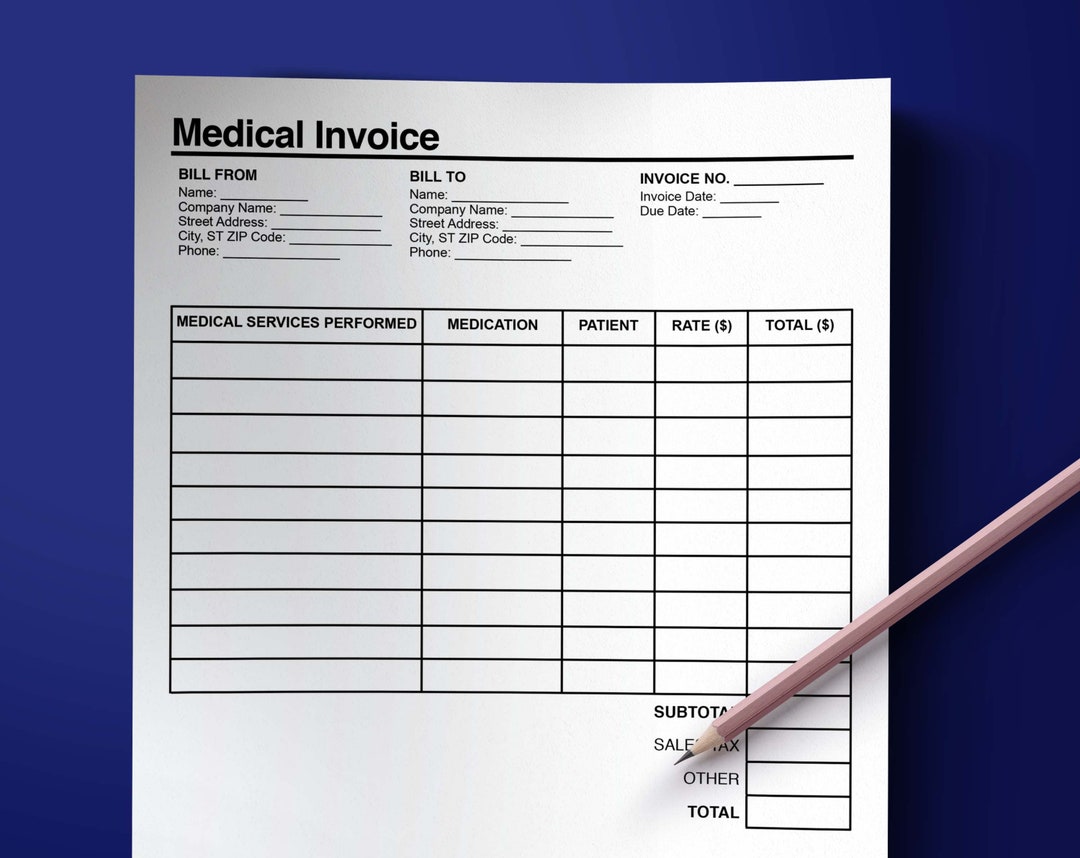 Printable Medical Invoice - Etsy