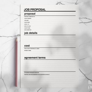 Editable Job Proposal Form - Etsy