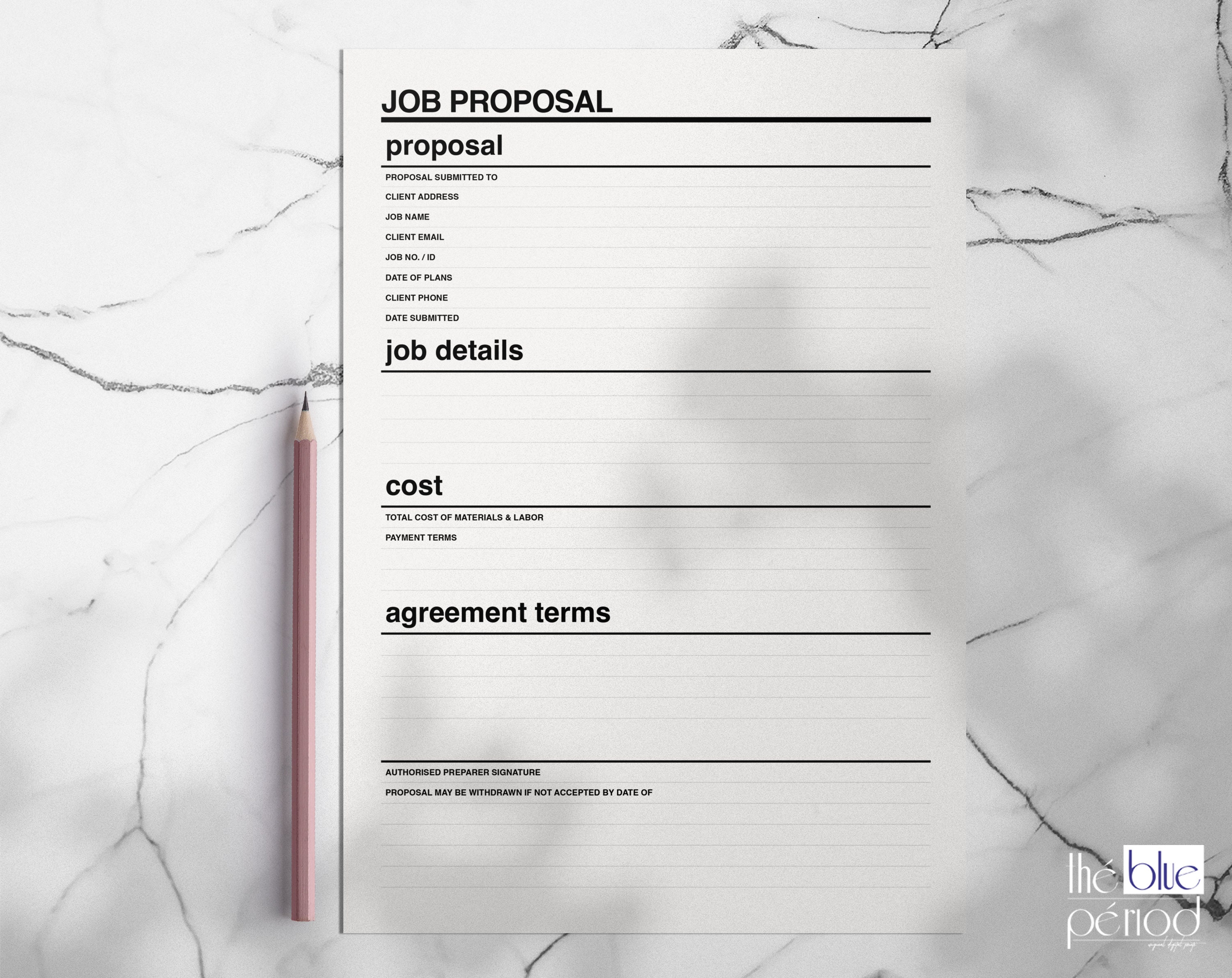 Editable Job Proposal Form - Etsy