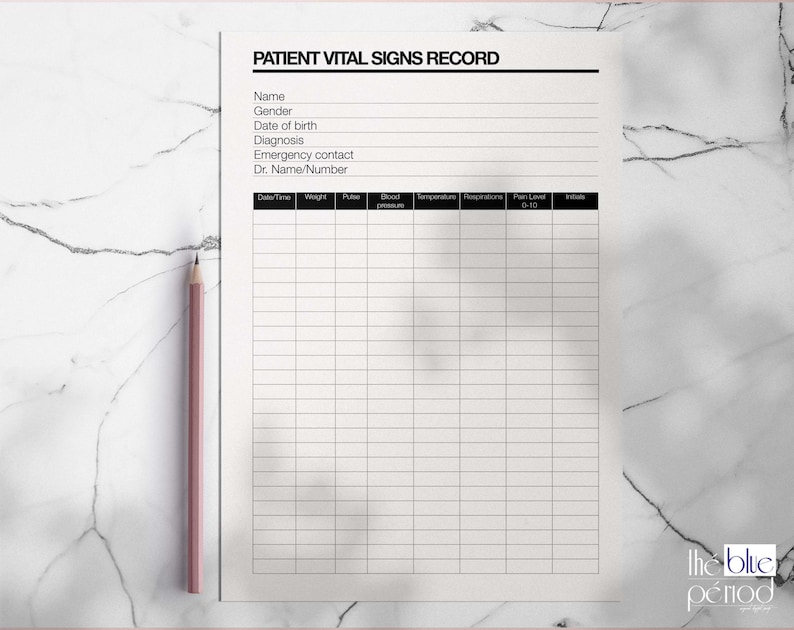 Editable Vital Signs Record Form - Etsy