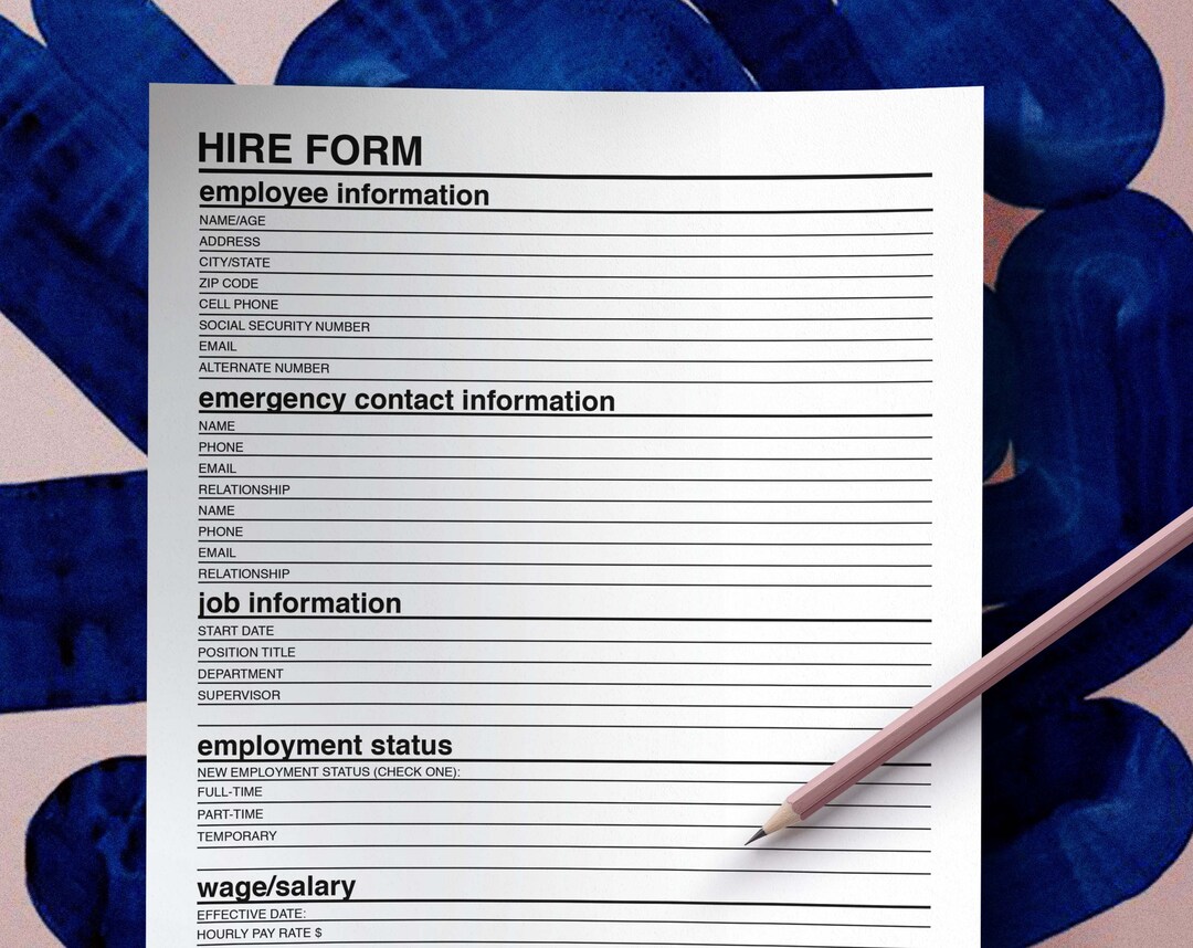 Printable HR Hire Form PDF - Etsy